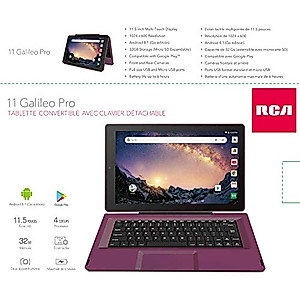 RCA 11.5″ Galileo Pro (2-in-1) Laptop Tablet with Detachable Keyboard (RCT6513W87DK5E) – 32GB, Android 8.1 Go Edition