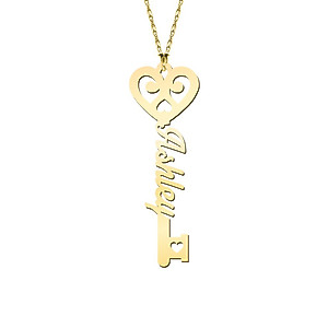 10K Yellow Gold Key To True Love Personalized Name Necklace by JEWLR