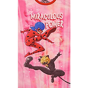 Miraculous Ladybug Pajamas for Girls Nightgown and Slipper Set, Short Sleeve Dorm Shirt, Red/Pink, Size 10/12