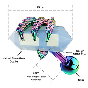 OUFER 16G Surgical Steel Cartilage Stud Earrings, Claw Helix Earrings, Tragus Conch Daith Piercing Jewelry for Women Men