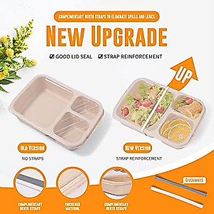 Mcostar Bento Lunch Box, 4 Pack Lunch Box for Kids, 3-Compartment Meal Prep Containers Reusable, Durable BPA Free Wheat Straw Food Storage Bento Boxes Suitable for Schools, Companies,Work and Travel