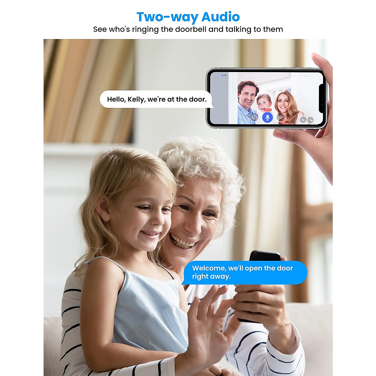 Aiwit Doorbell Camera Wireless, Indoor/Outdoor Surveillance Video Cam, Smart AI Human Detection, Live View, Included Chime Ringer, 2.4G WiFi, 2-Way Audio, Night Vision, Cloud Storage