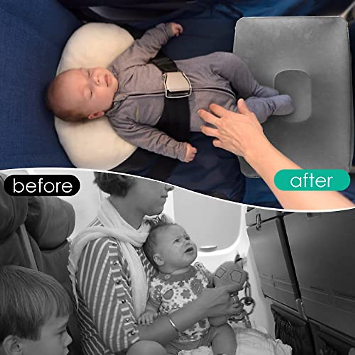 Inflatable Toddler Bed on Air - SVOPY Travel Foot Rest Pillow with Adjustable Height Leg Pillow for Long-Range Flight, Must-Have Item for Airplane, Train, SUV