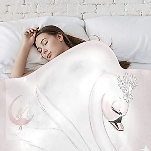 Artistic Swan Personalized Name Soft Fleece Bed Blankets Throws as Birthday Wedding Gifts for Sofa Couch 50'' x 60''