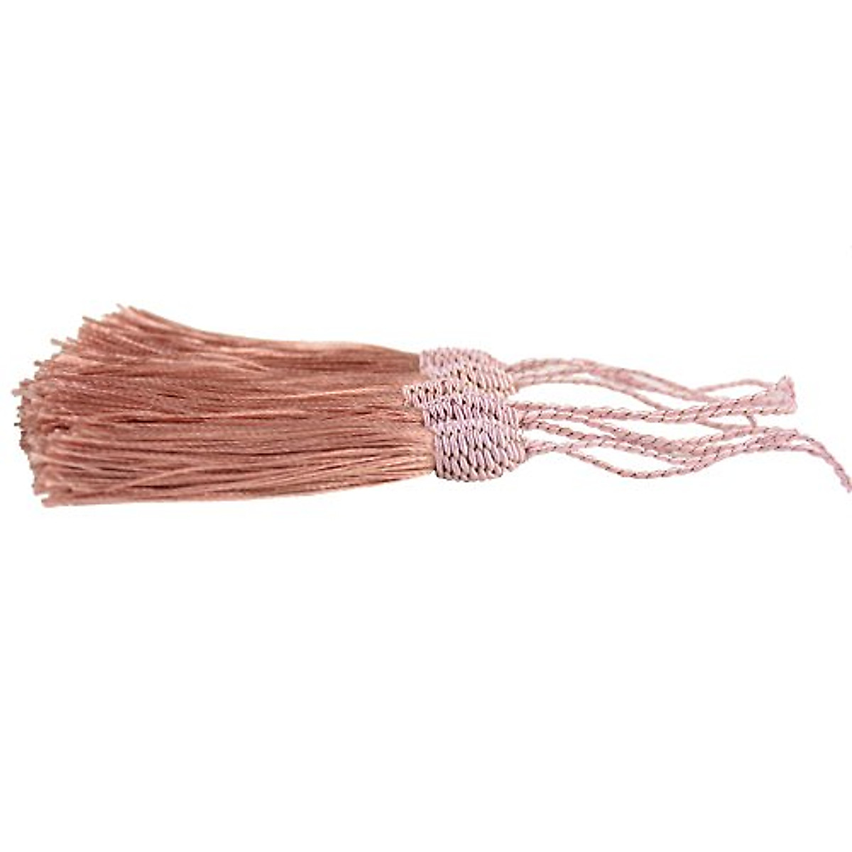 Makhry 20pcs 15.5cm/6 Inch Silky Floss Bookmark Tassels with 2-Inch Cord Loop and Small Chinese Knot for Jewelry Making, Souvenir, Bookmarks, DIY Craft Accessory (Peach Pink)