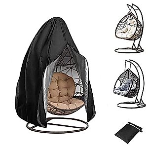 Timisea Egg Chair Cover Double Patio Hanging Egg Chair Cover Swinging Egg Chair Cover Polyester Taffeta Waterproof Heavy Duty Garden Rattan Wicker Swing Chair Outdoor Furniture Cover, (75''H x 50''W)