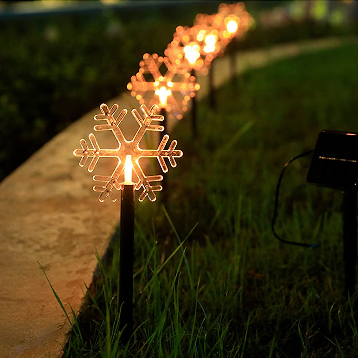 MOFUCA 5pcs Solar String Light, Halloween Christmas Outdoor Lights for Garden, Auto On Off Waterproof Christmas Decorative Lights for Party, Wedding, Home, Window, Bathroom(Snowflower)