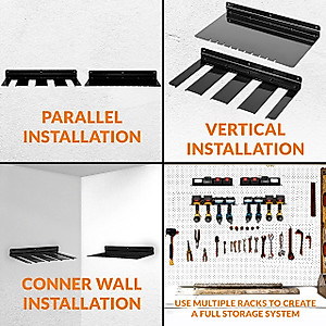 NAGAWOOD Power Tool Organizer, Drill Holder, Drill Charging Station With Drill Bit Holder, Drill Storage Rack, Holds 4 Drills, Batteries, Tools for Garage, Home, Workshop, Shed - Discount for PD