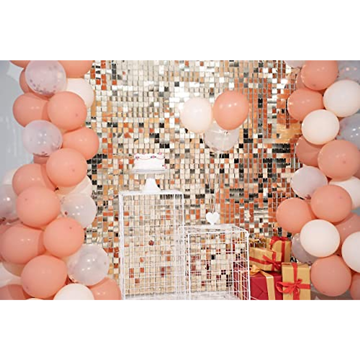 Kate Square Light Gold Sequin Wall Panels Shimmer Wall Birthday Party Backdrop Decorations (Pack of 12)