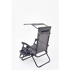 BTEXPERT Adjustable Steel Mesh Zero Gravity Lounge Chairs Case Outdoor Patio Recliner Beach Yard Garden with Pillows Sunshade Utility Tray Cup Holder Gray Two Case Pack (Set of 2 pcs)