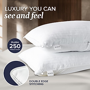 Beckham Hotel Collection Bed Pillows Standard / Queen Size Set of 2 - Down Alternative Bedding Gel Cooling Pillow for Back, Stomach or Side Sleepers