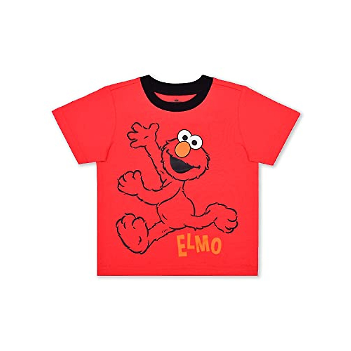 Sesame Street Elmo Boys’ Short Sleeve T-Shirt and Jogger Pants Set for Infant and Toddler – Black/Red