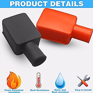 6Pcs Battery Terminal Cover, Battery Terminal Protector, Car Insulating Battery Cover, Soft Rubber Positive and Negative Poles Stud Covers Connector Top Post Cap for Car Motorcycle Truck (Red/Black)