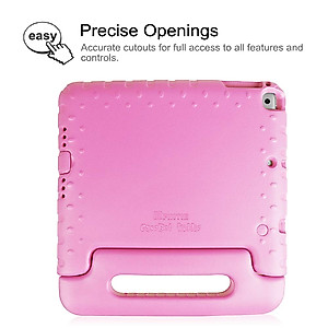 Fintie Case for iPad 6th Generation 2018 / iPad 5th Generation 2017 / iPad Air 2 / iPad Air (9.7 Inch) - Kiddie Series Light Weight Shock Proof Convertible Handle Stand Cover Kids Friendly, Pink
