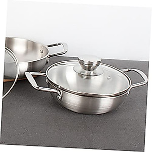 YARNOW 2pcs Stainless Steel Noodle Pot Pasta Cooker Korean Ramen Pot Korean Pots for Cooking Ramen Pot with Lid Cast Iron Pan Stir Fry Pan Large Soup Pot Big Noodles Cooking Pot with Lid