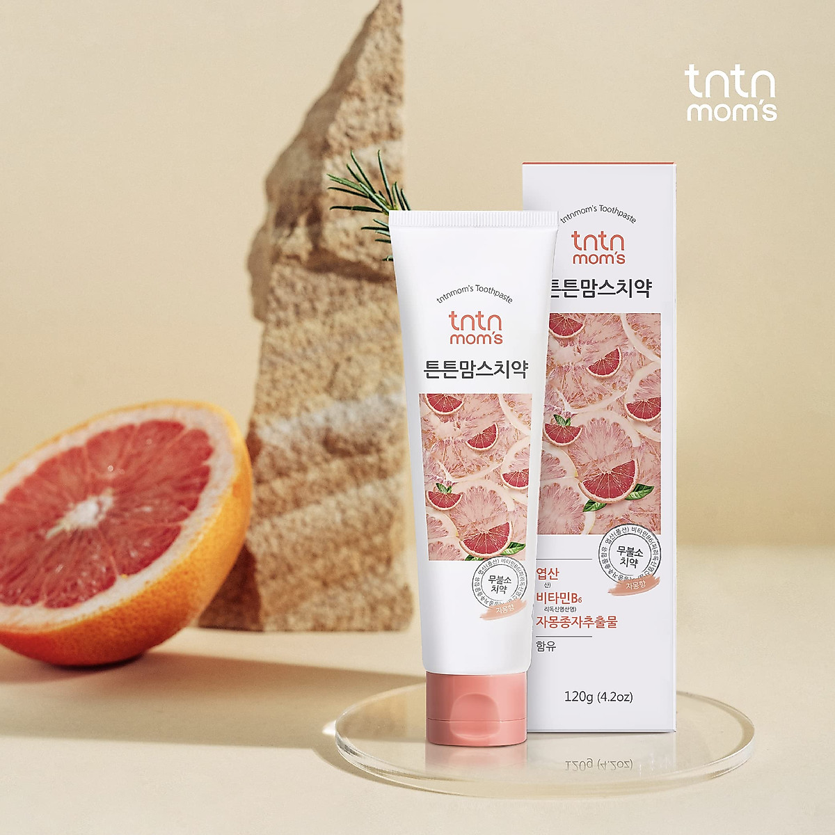 TNTN MOM'S - Toothpaste (5ea) & Toothbrush (5ea) Set for Pregnant Women | SLS Free & Fluoride Free | Grapefruits Scent Toothpaste, Ultra fine Toothbrush | Good for a Morning Sickness Relief