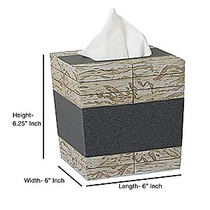 nu steel Rustic (Set of 8) Bath Accesory Set in Real Cement and Stone: Includes Q-tip Jar, Soap Dish, Toothbrush Holder, Tumbler, Soap/ Lotion Dispenser, Wastebasket, Tissue Box Holder, Amenity Tray