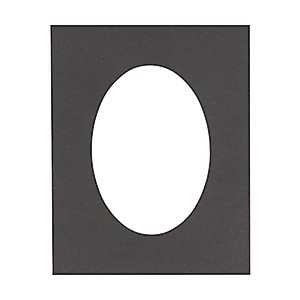 11x14 Mat Bevel Cut for 9x12 Photos - Precut Textured Black Oval Shaped Photo Mat Board Opening - Acid Free Matte to Protect Your Pictures - Bevel Cut for Family Photos, Pack of 1 Matboard