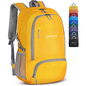 ZOMAKE Lightweight Packable Backpack 30L - Foldable Hiking Backpacks Water Resistant Compact Folding Daypack for Travel(Yellow)