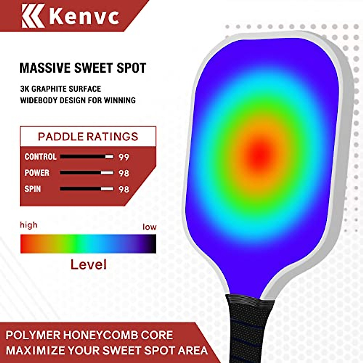 Kenvc Pickleball Paddles, Lightweight Pickleball Paddles Set of 2/4, 3K Carbon Fiber, Graphite Pickleball Paddle Face, Honeycomb Core, 4 Balls, 1 Carry Bag, Pickleball Set for Women Men