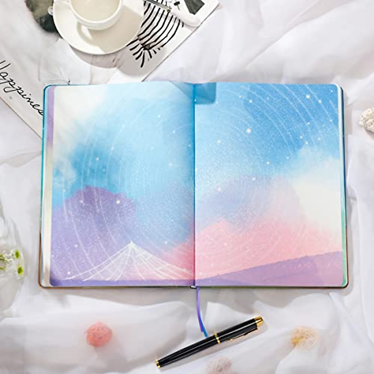 SIIXU Starry Sky Writing Journal for Women, Men, Unique Colorful Blank Notebook for Daily Notes, Gratitude, Dreams or Planning, 7.5” x 10.2", 160 Pages, 2 Bookmarks, Large, Hardcover, Unlined