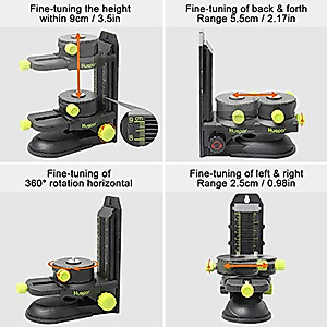 Huepar Fine-tuning Bracket Laser Level Adapter, Multifunctional Magnetic Pivoting Base with Adjustable Clip, 360° Adjustable Support with 1/4"-20 Male Threaded, Height Adjustment - PV10+
