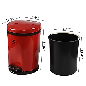 Uumitty 2.6 Gallon Round Step Trash Can, Compact Garbage Bin with Removable Inner Bucket, Small Step On Plastic Recycling Can