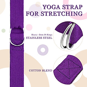Leyndo 24 Pieces Yoga Strap for Stretching Yoga Exercise Adjustable Straps for Yoga Classes 6 Ft Non Elastic Yoga Belt with Adjustable D Ring Buckle for Pilates Gym Workouts Yoga Fitness (Bright)