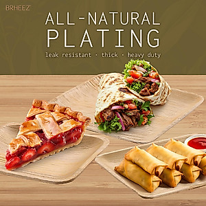 brheez Bamboo Plates made from Palm Leaf 25 Party Plates 10 Inch Eco Friendly Compostable & Biodegradable – Disposable Plates Heavy Duty and More Environmentally Friendly than Paper Plates