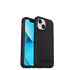 OtterBox iPhone 13 Symmetry Series+ Case - Black , ultra-sleek, snaps to MagSafe, raised edges protect camera & screen