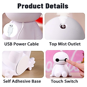 INVODA Humidifiers Portable Small Cool Mist Humidifiers Mini USB Personal Desktop Humidifiers for Travel, Car, Office Room, Bedroom (White)