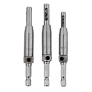 Deadwood Crafted Tools VIX Self Centering Drill Bit Set - 7/64, 9/64, and 11/64in Wood Drill Bits for Hinges and Shelves