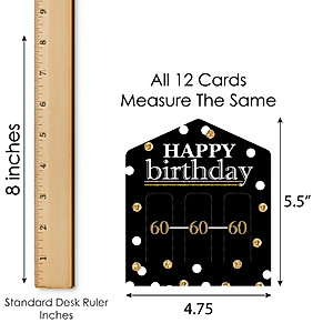 Big Dot of Happiness Adult 60th Birthday - Gold - Birthday Party Game Pickle Cards - Pull Tabs 3-in-a-Row - Set of 12