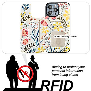 HAOPINSH for iPhone 14 Pro Max Wallet Case with Card Holder, Floral Flower Pattern Back Flip Folio PU Leather Kickstand Card Slots Case for Women Girls, Double Magnetic Clasp Shockproof Cover 6.7"