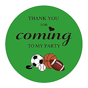 MAGJUCHE Sports Thank You Stickers, Kids All Sports Themed Birthday Party Favor Sticker Labels, 2 inch, 40-Pack