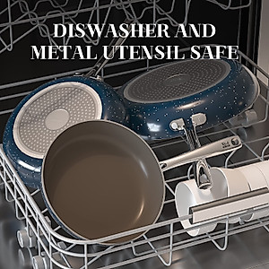 ROCKURWOK Non Stick Frying Pans Ceramic Pan, 3-Piece Set Cooking Pan with Stainless Steel Handle, 8" &10" and 12" Pan - Free of PFAS, PTFE, PFOA, Dishwasher Safe, Oven Safe