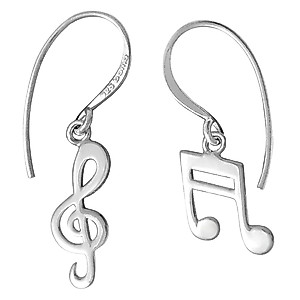 Boma Jewelry Sterling Silver Music Note & Treble Clef Earrings