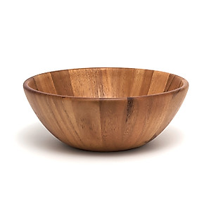 Lipper International Acacia Round Flair Serving Bowl for Fruits or Salads, Large, 12" Diameter x 4.5" Height, Single Bowl