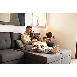 LINSY HOME Oversized Modular Sectional Couch, Rubik III 6 Seats with 4 Ottomans Convertible U Shaped Sectional Sleeper Sofa with Storage, All Covers Changeable Washable, Dark Grey