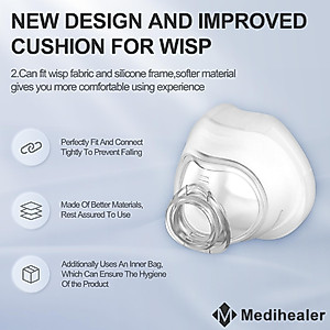 2 Packs Replacement Cushion for Wisp, Nasal Replacement Cushion for Wisp Fabric and Silicone Frame,Not Fit Dreamwisp,Great Value Supplies by Medihealer(S)