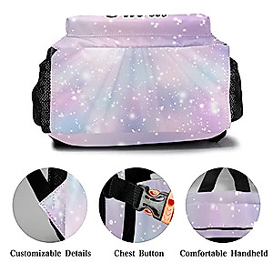 BEYODD Custom Kids Backpack, Personalized Student School Bags for Boys & Girls, Bookbags for Travel Shiny Lights Girl