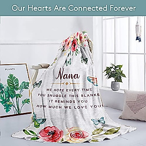 YRAQLVU Nana Gifts Throw Blanket from Granddaughter to My Grandma Happy Birthday Gifts Ultra-Soft Flannel Blankets for Couch Lightweight Travel Blanket for Women 50"x60"