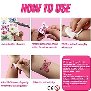 Onogola 100Pcs Butterfly Temporary Tattoos for Kids Women Girls, Fake Colorful Butterflies Wings Flower Tattoo Stickers Art Waterproof for Face Body Arm Birthday Party Favors Makeup Supplies Gifts