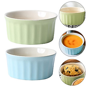 Hemoton Ceramic Baking Tool 2pcs Souffle Baking Bowl Baking Cup Baking Tool Ceramic Dessert Bowl Ceramic Baking Bowl Storage Bowl Pudding Cup Caramel Ceramics Ceramic Baking Cup