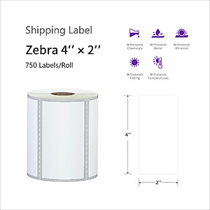 AveneMark 12 Rolls 4" x 2" Direct Thermal Labels for Barcodes Postage Address Shipping Labels Compatible with Rollo & Zebra Desktop Printers Adhesive - 750 Labels/Roll