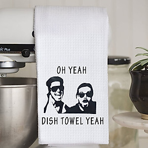 WCGXKO Funny Music Pun Decorative Flour Sack Dish Towel Oh Yeah Dish Towel Yeah Kitchen Towels Tea Towel (Dish Towel Yeah)