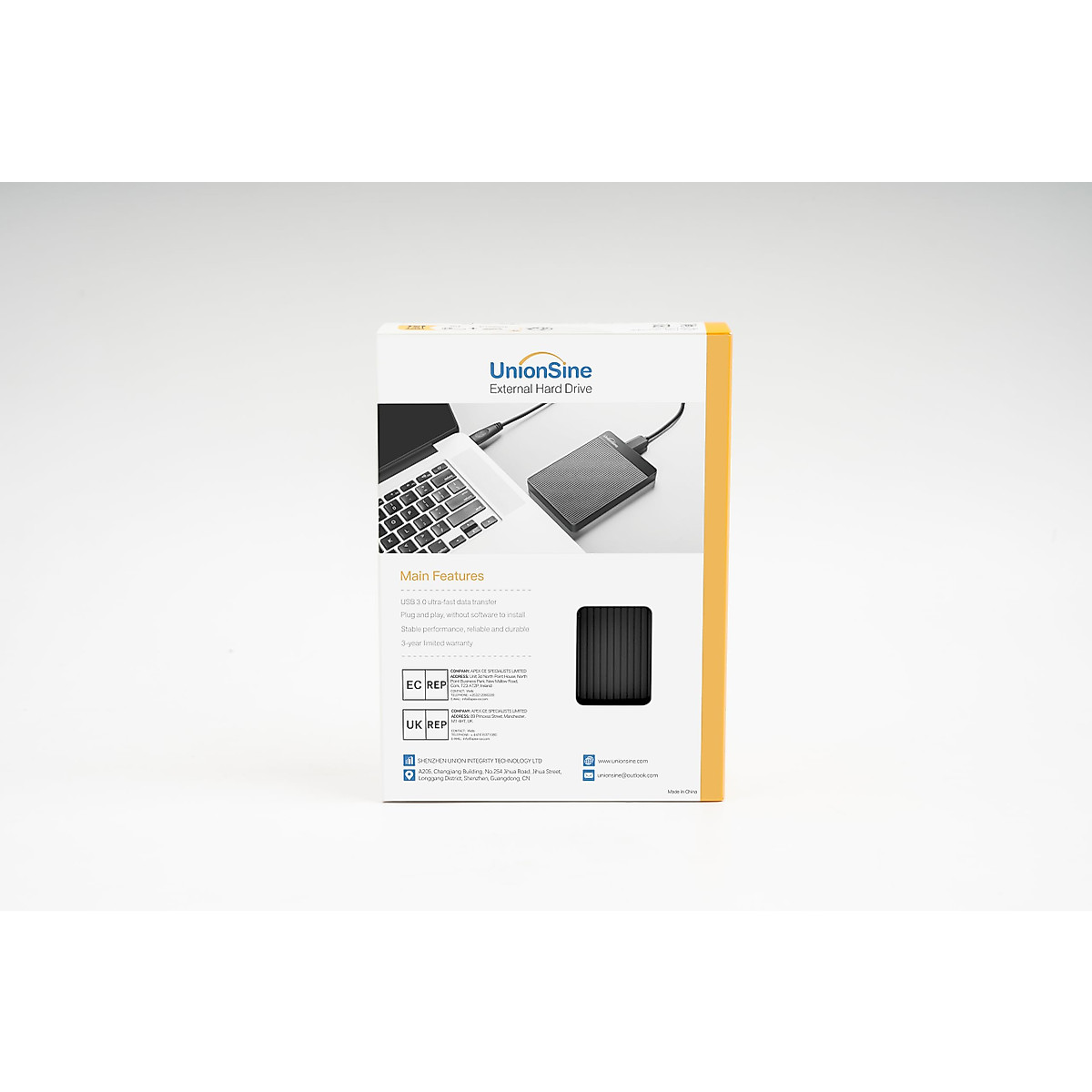 UnionSine 1TB Ultra Slim Portable External Hard Drive HDD-USB 3.0 for PC, Mac, Laptop, PS4, Xbox one,Xbox 360-Super Fast Transmission-HD-2510(Black)