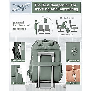 suratio Travel Laptop Backpack for Women Teacher Work Backpack Carry On Bags for Airplane Waterproof Backpack With Laptop Compartment Backpack for Traveling On Airplane Travel Essential Army Green