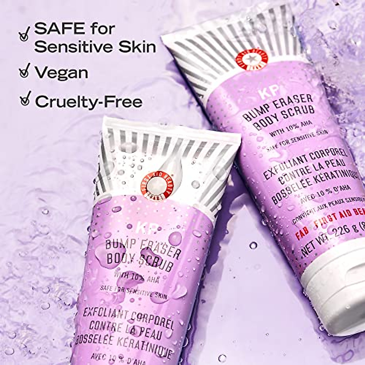 First Aid Beauty KP Bump Eraser Body Scrub Exfoliant for Keratosis Pilaris with 10% AHA 2 oz.