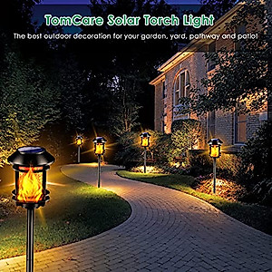 TomCare Solar Lights Outdoor Solar Torch Lights with Flickering Flame Waterproof Solar Powered Garden Lights Decorative Outdoor Lighting Landscape Decorations for Yard Patio Pathway Christmas, 4 Pack